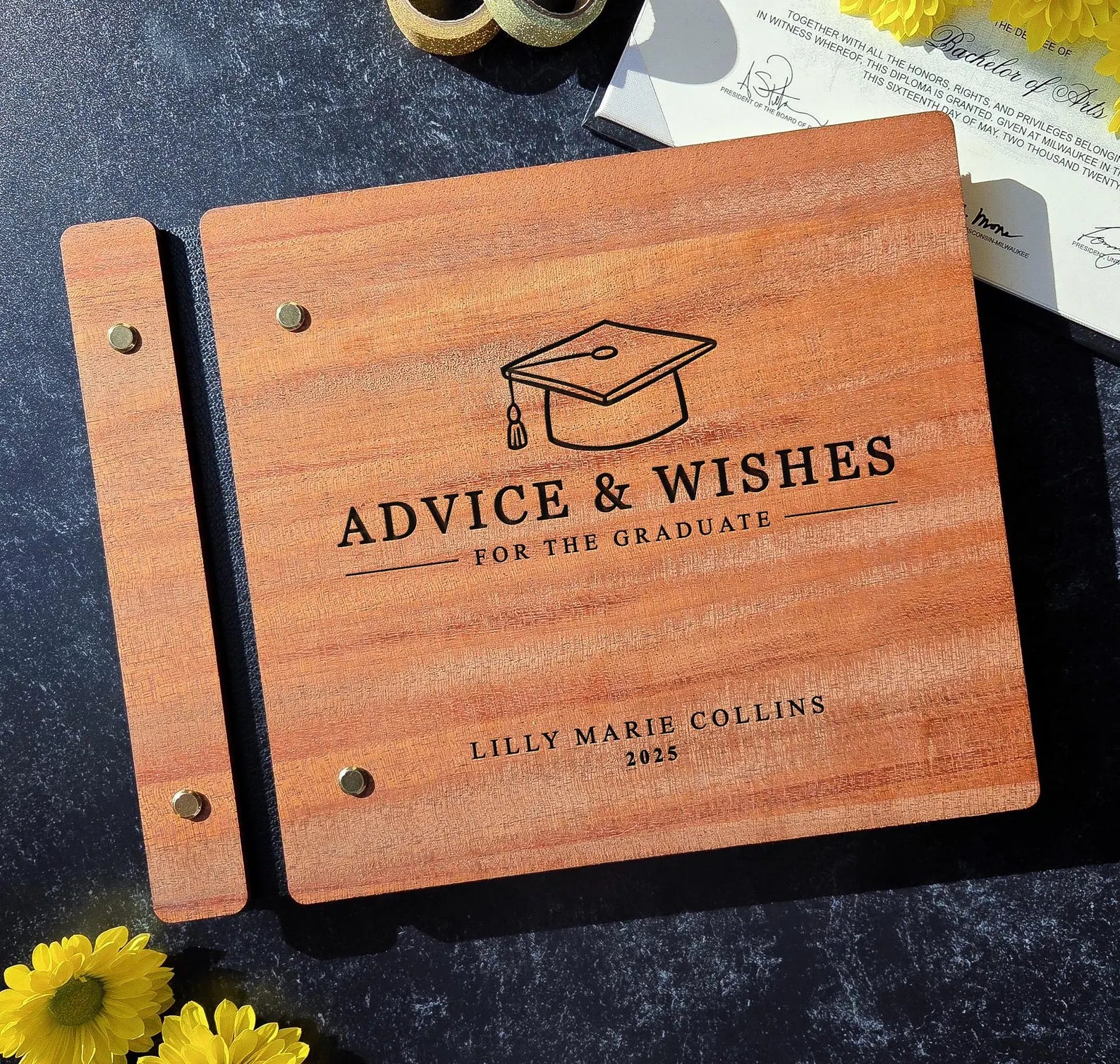 Advice & Wishes Personalized Graduation Guestbook - Class of 2025 Grad ...