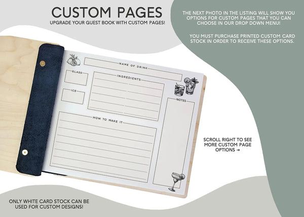 Personalized Wooden Cocktail Recipe Book: Engraved Bartender Journal ...